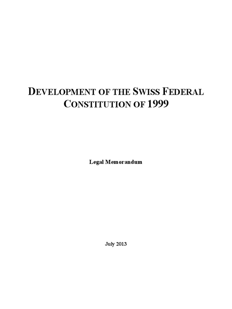 Development of The Swiss Federal Constitution of 1999 | PDF ...