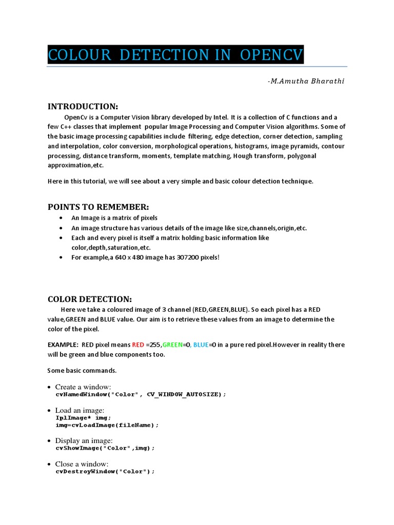 Color Detection Opencv | PDF | Pixel | Rgb Color Model