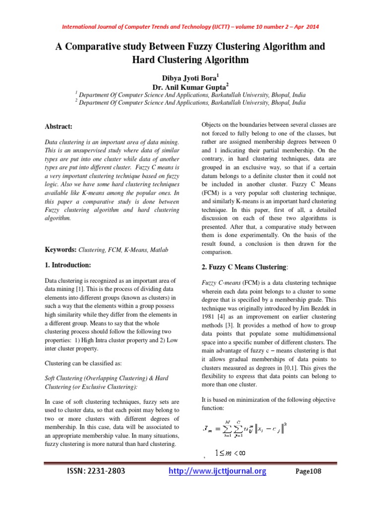 A Comparative Study Between Fuzzy Clustering Algorithm and | PDF