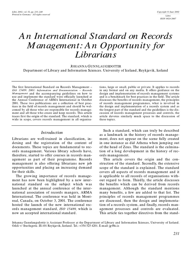 ISO On Records Management | PDF | Records Management | Computer File