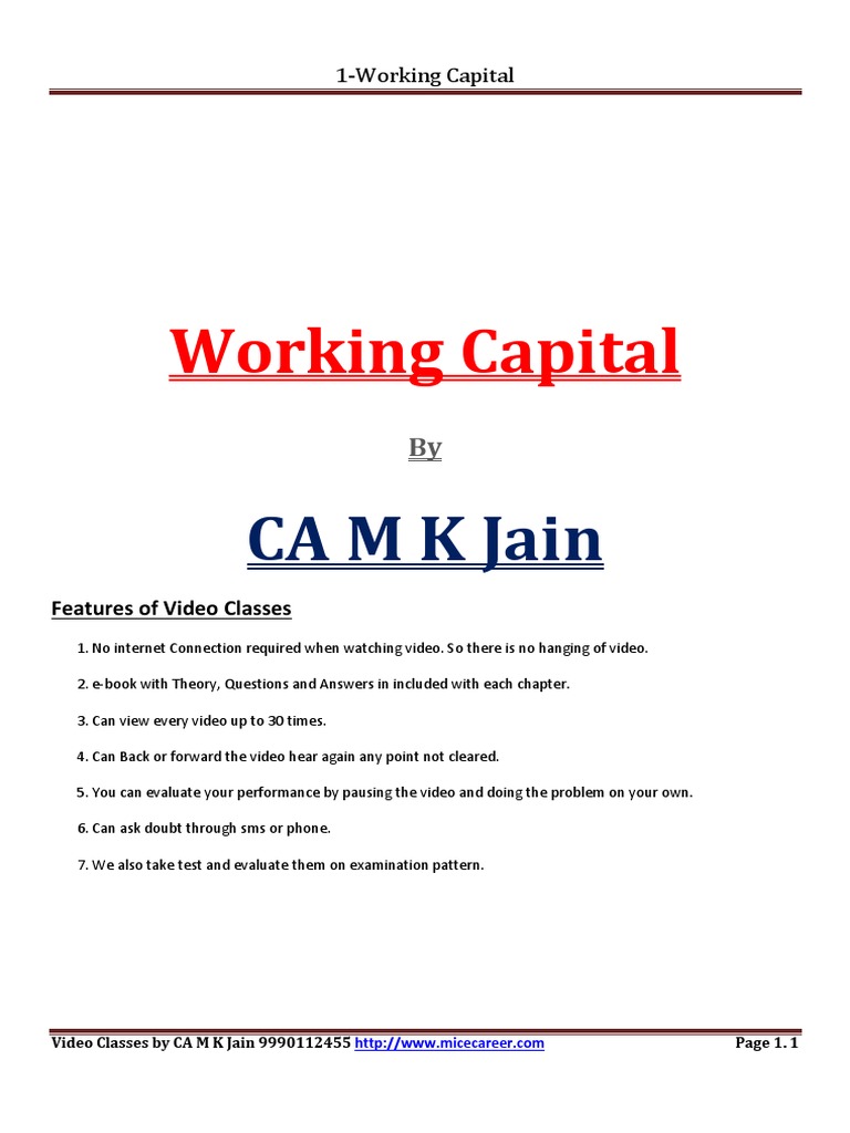 1 Working Capital | Download Free PDF | Working Capital | Credit (Finance)
