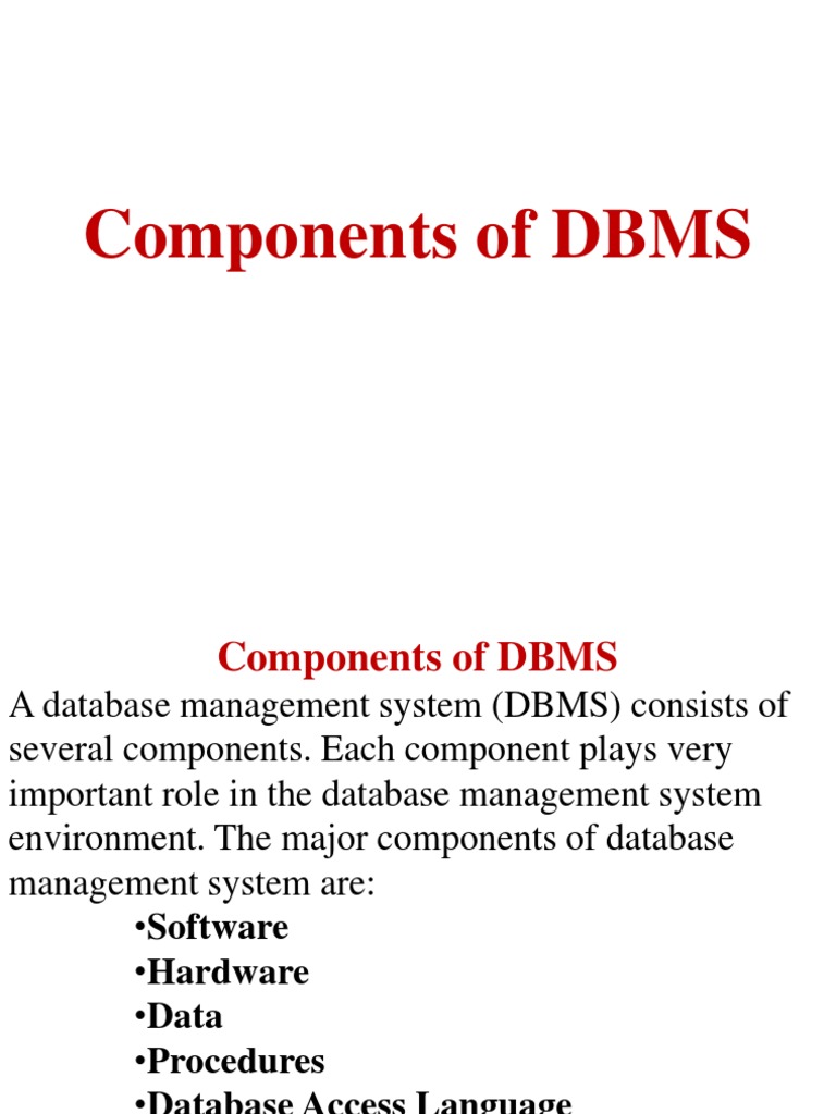 Ponents of DBMS | PDF | Databases | Component Based Software Engineering