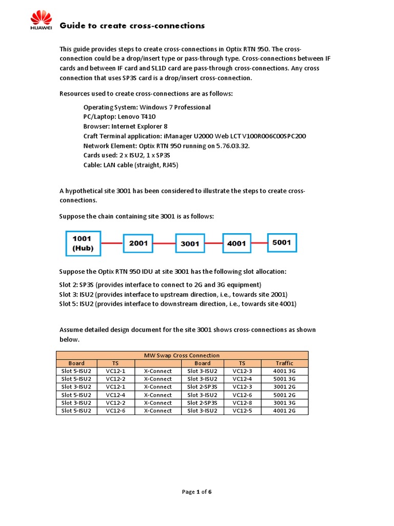 Guide To Create Cross-Connection Huawei | PDF | Information And ...