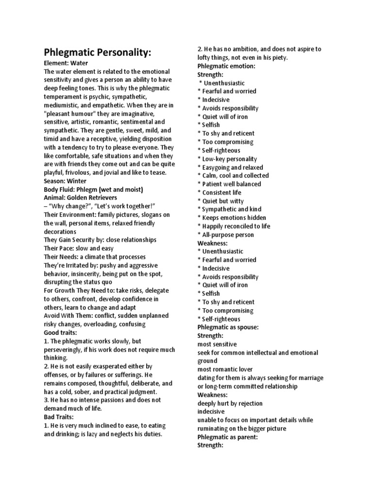 Phlegmatic Personality FEM | Temperament | Behavioural Sciences