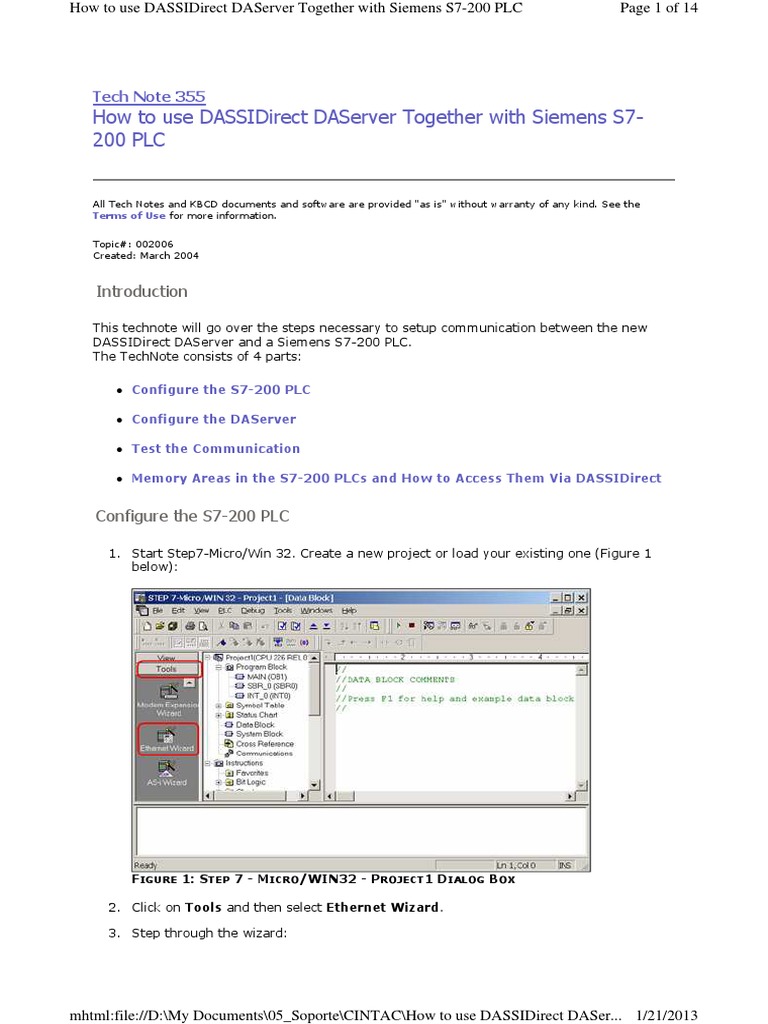 How To Use DASSIDIRECT DAServer Together With Siemens S7-200 PLC | PDF | Programmable Logic ...