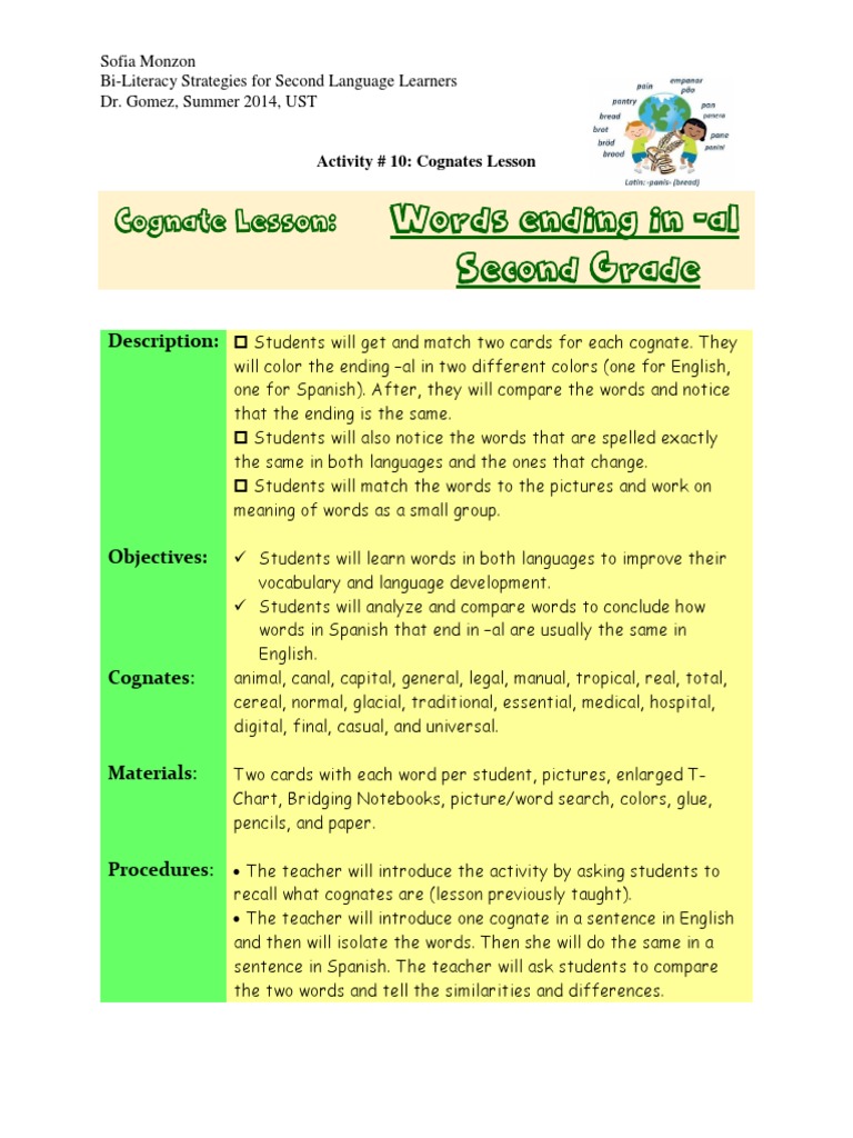Cognate Strategies for Second Graders | PDF | Second Language | English ...