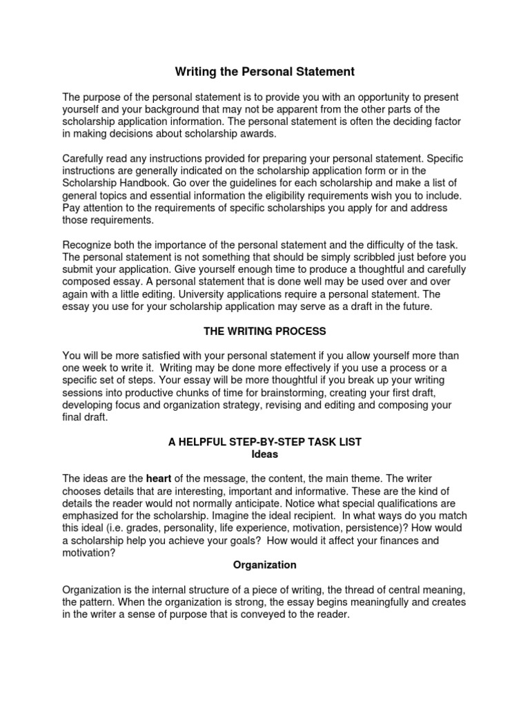 Personal Statement Guide | PDF | Essays | Proofreading