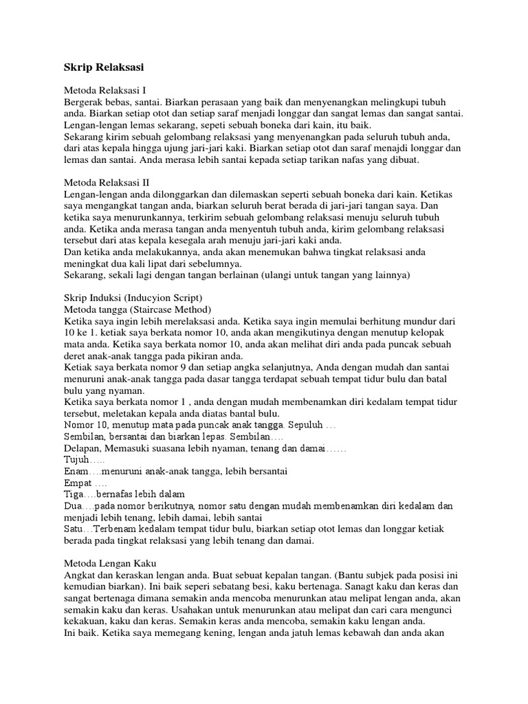 Skrip Relaksasi untuk Hipnoterapi | PDF
