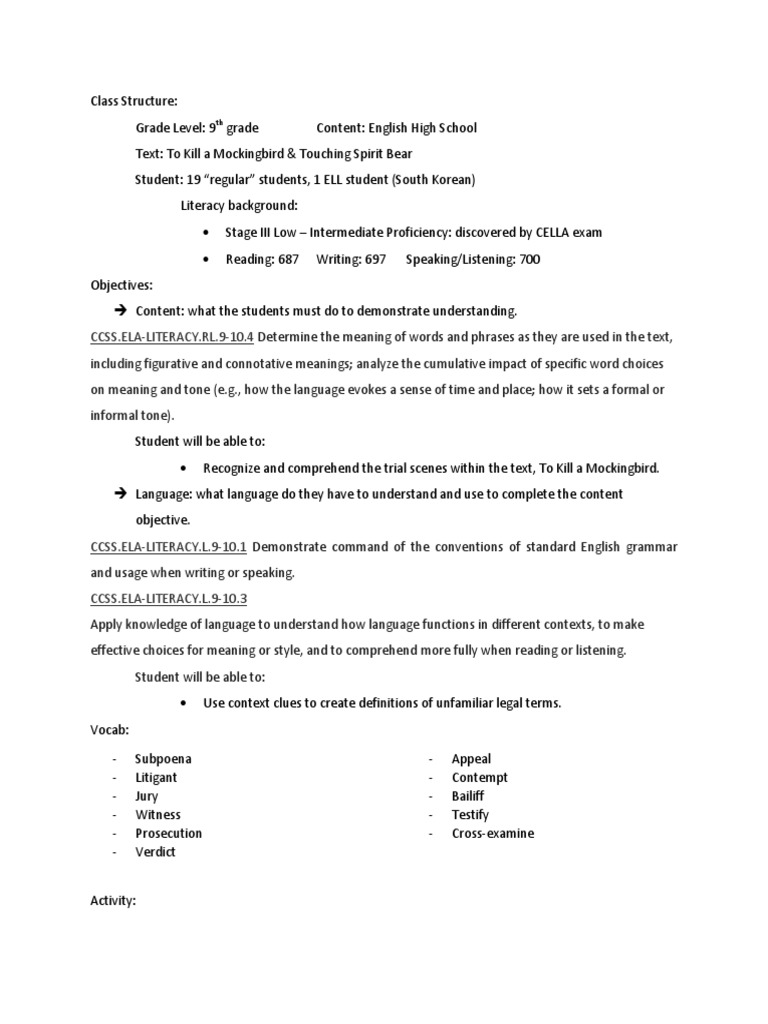 Mock Trial Lesson Plan for ELA Class | PDF | Witness | Learning