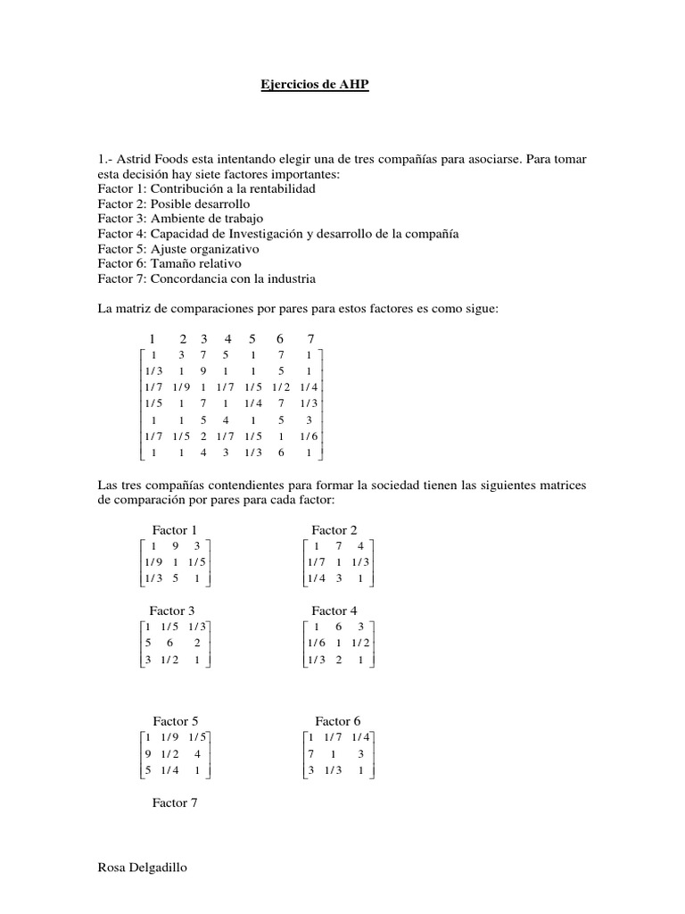 Ejercicios de AHP PDF | PDF