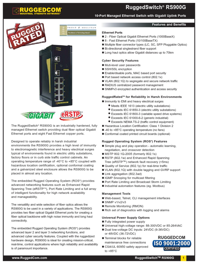 rs900g Datasheet | PDF | Network Switch | Computer Network