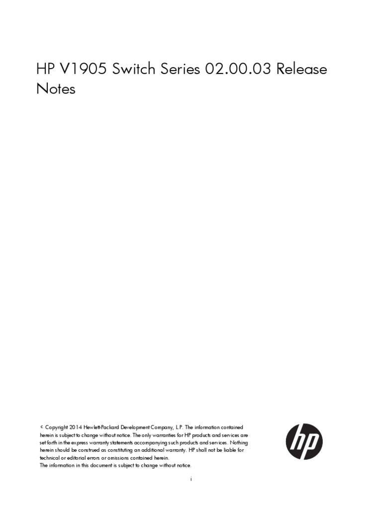 HP V1905 Switch Series 02.00.03 Release Notes | PDF | Computer ...