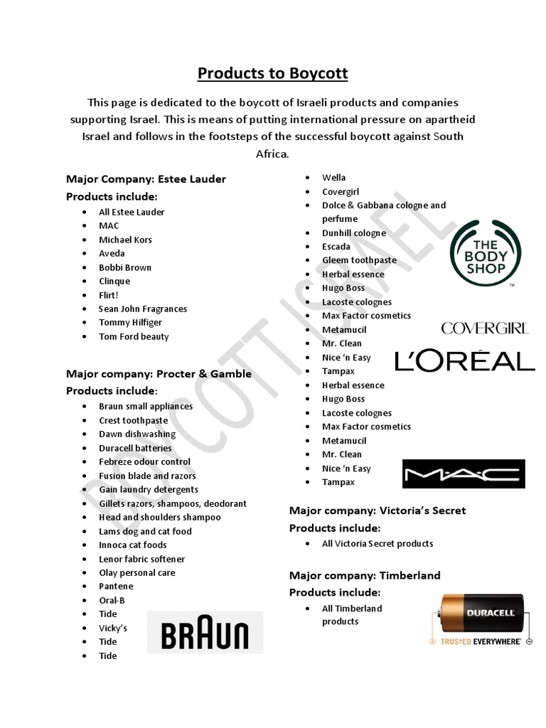 Products To Boycott PDF | PDF | Procter & Gamble | Perfume