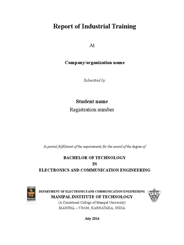 Format For Industrial Training Report | PDF | Typography | Graphic Design