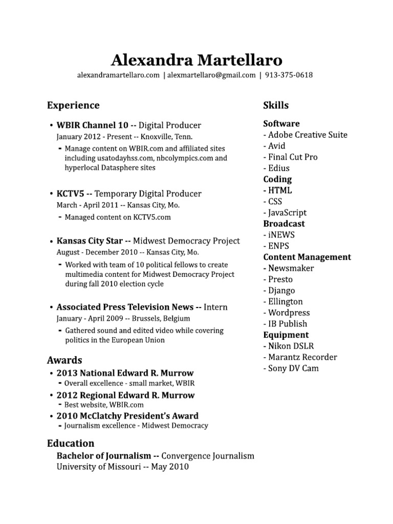 Alexandra Martellaro's Resume | PDF