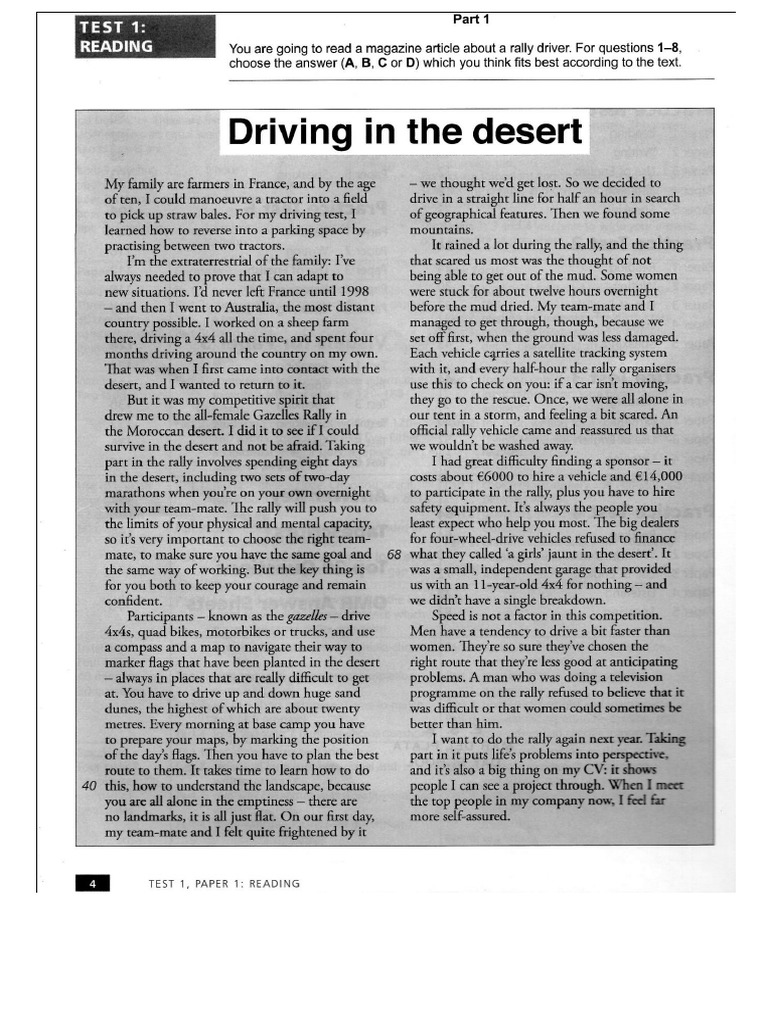 FCE Practice Tests Blue Book - Readings & Key | PDF