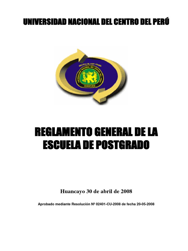 Reglamento de Escuela de Postgrado Uncp | PDF | Titulo academico | Doctorado