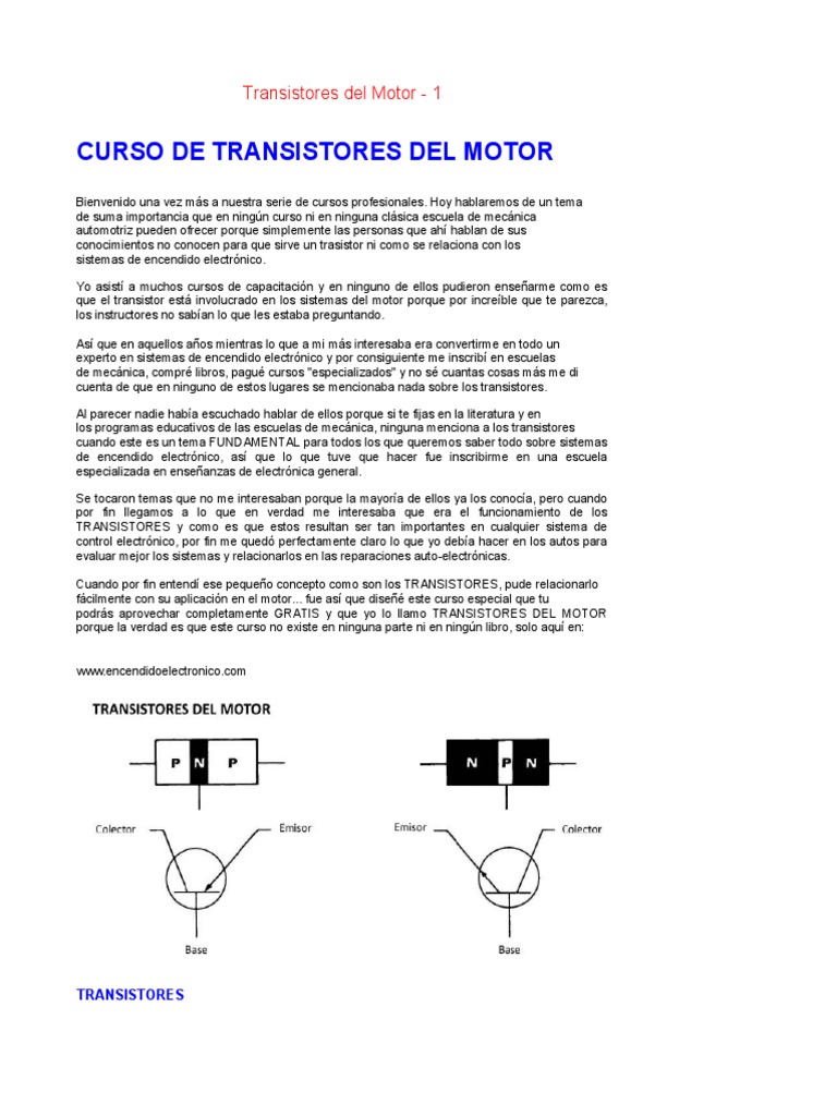 Transistores Del Motor | PDF | Transistor | Transistor de unión bipolar