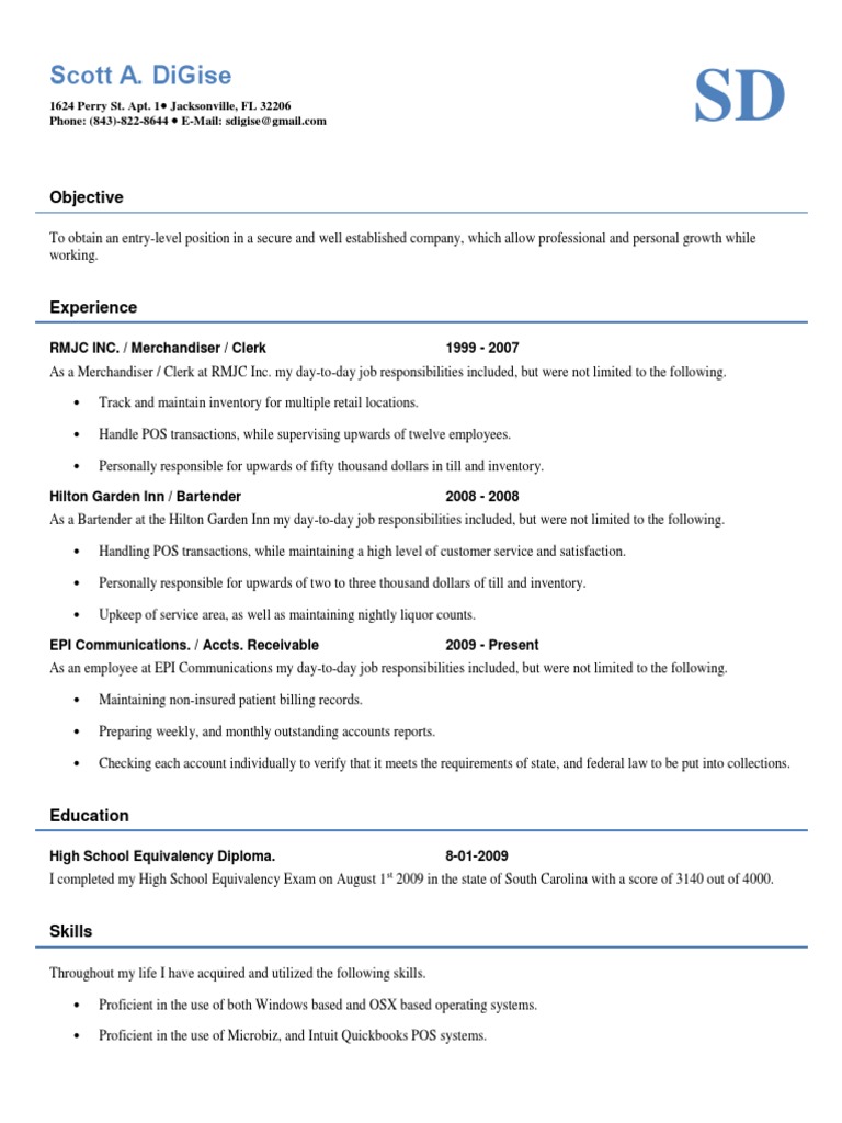 Scott A. Digise: Objective | PDF