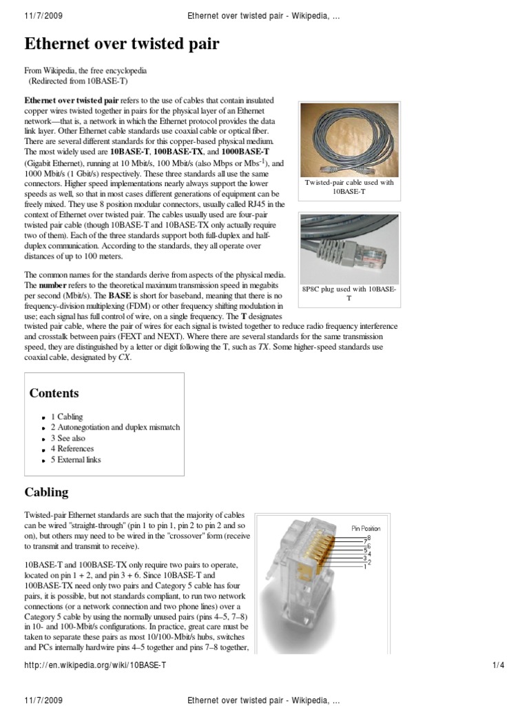 Ethernet Over Twisted Pair - Wikipedia, The Free Encyclopedia | PDF ...