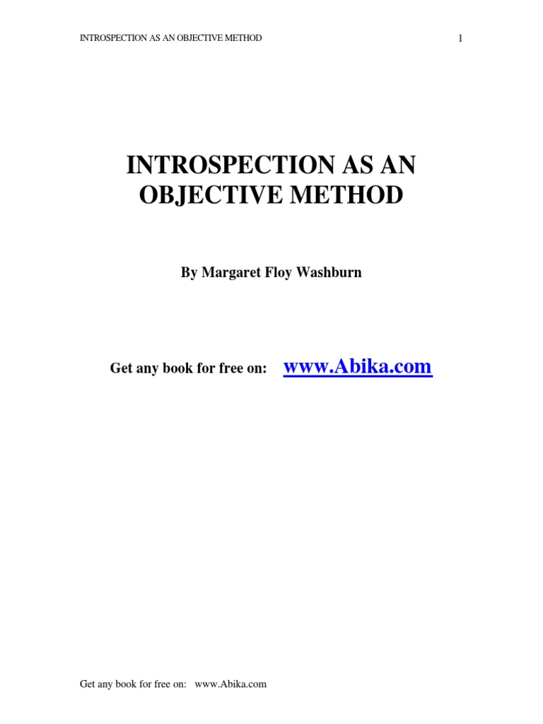 Washburn - Introspection As An Objective Method | Download Free PDF ...