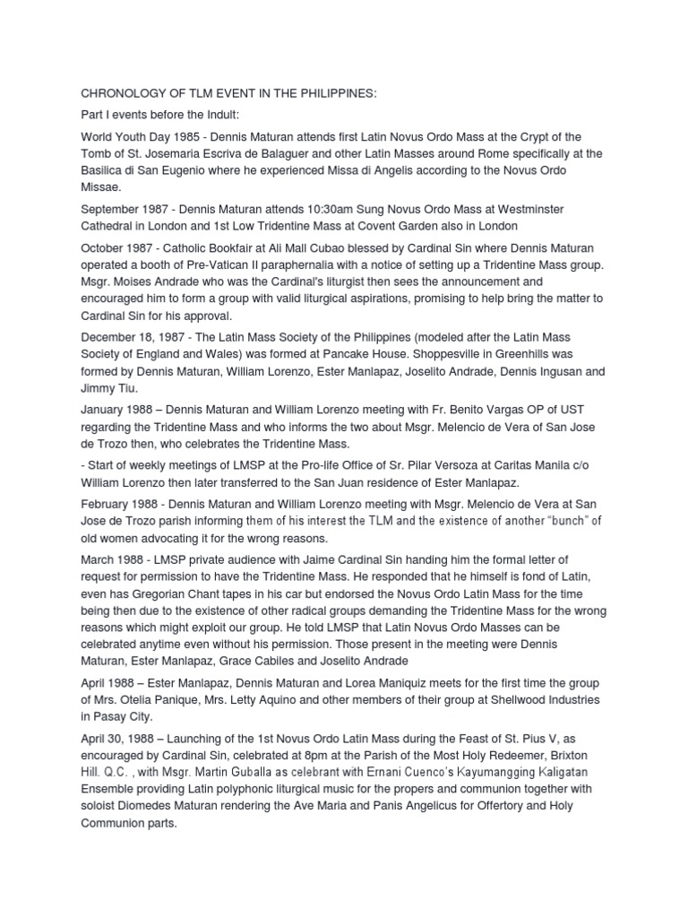 TLM History in the Philippines | PDF | Mass (Liturgy) | Catholic Church