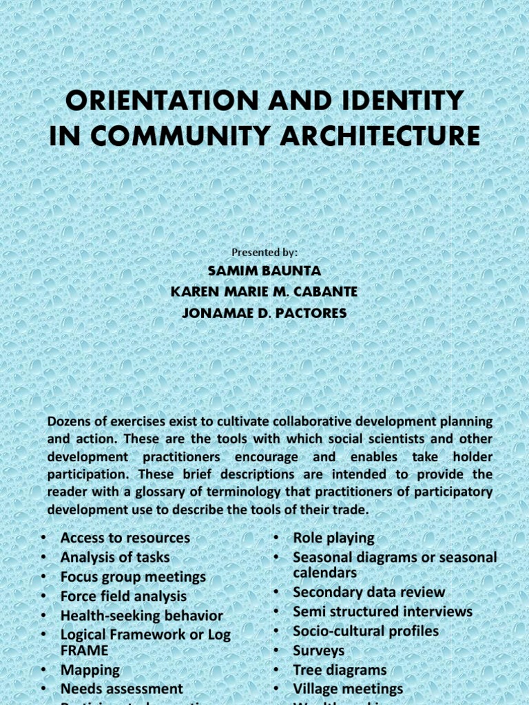 Community Identity in Architecture | PDF | Needs Assessment | Evaluation