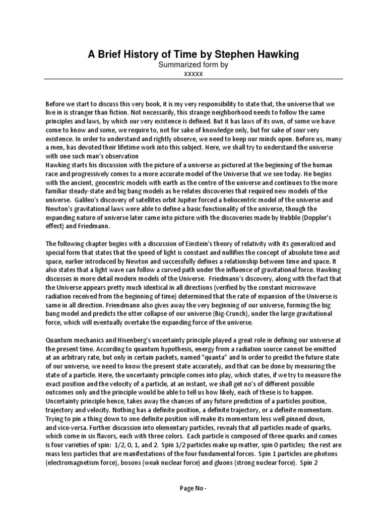 A Brief History of Time | PDF | Elementary Particle | Universe