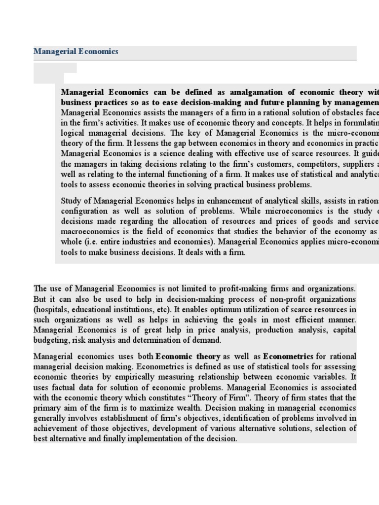 Managerial Economics | PDF | Microeconomics | Economics