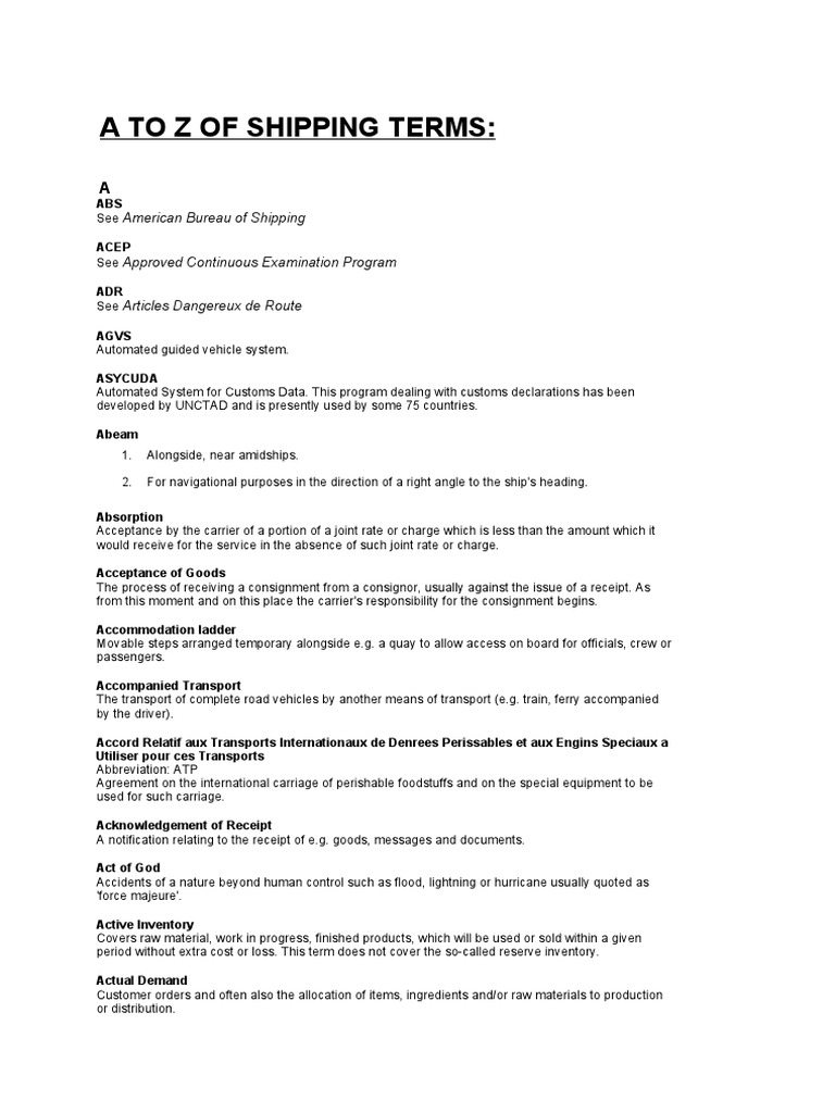 A-Z Shipping Terms Glossary | PDF | Cargo | Consignee