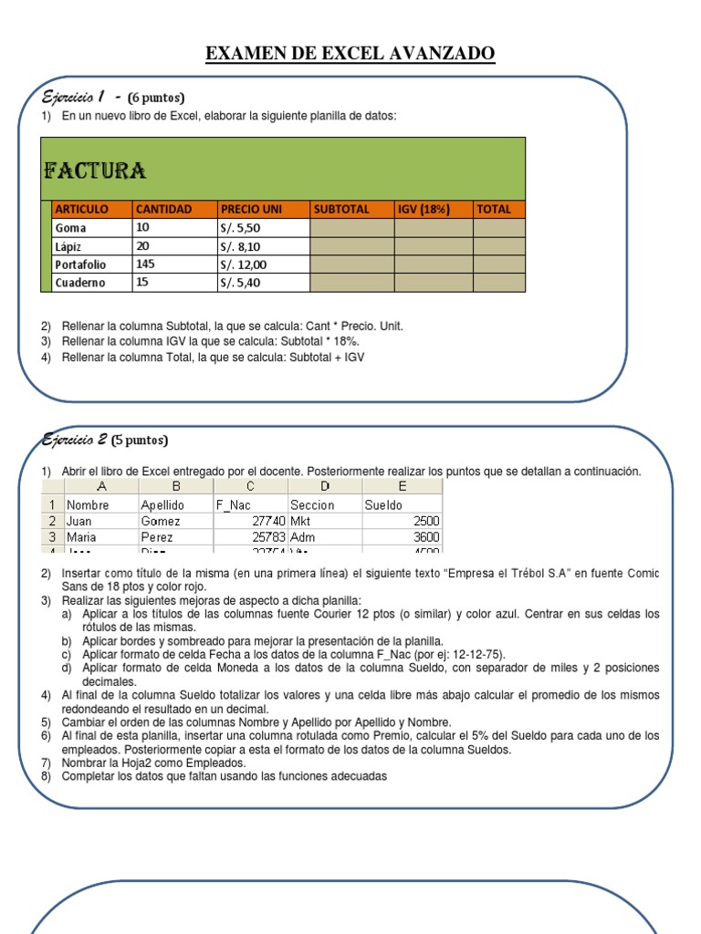 Examen Excel II | PDF | Microsoft Excel | Business
