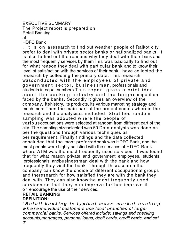 HDFC Bank Retail Banking Study | PDF | Wealth Management | Banks
