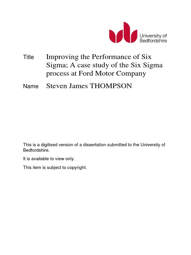 Thompson | PDF | Six Sigma | Data Analysis