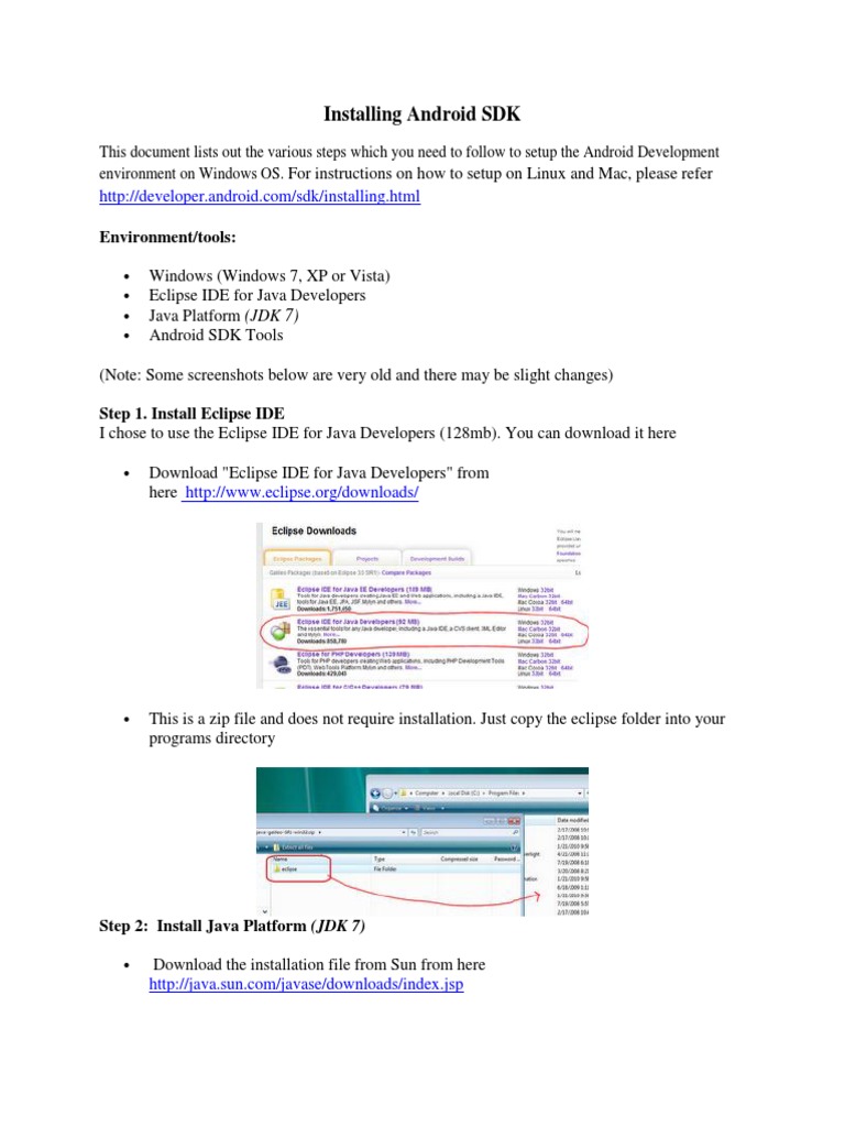 Setting Up Android Development Environment | PDF | Eclipse (Software) | Android (Operating System)