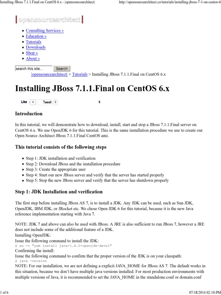 Installing JBoss 7.1.1.final On CentOS 6.x - Opensourcearchitect | Download Free PDF | System ...