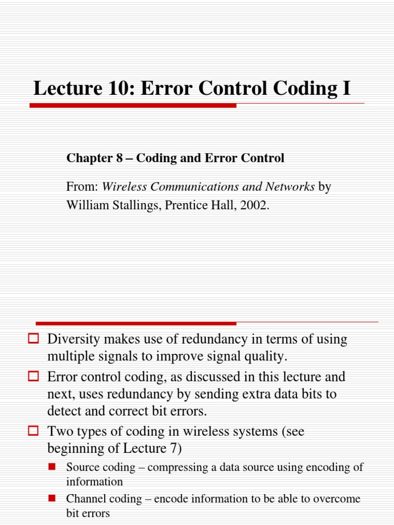 Lecture 10 Pdf Forward Error Correction Error Detection And Correction