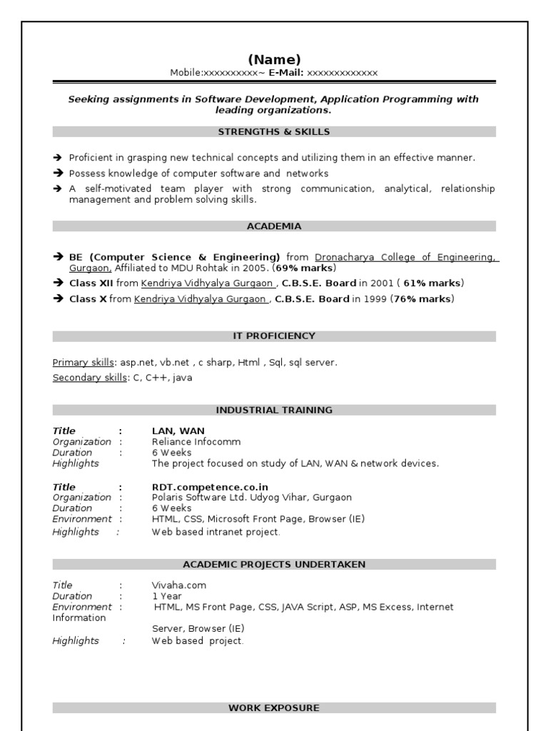 BE CSE CV | Download Free PDF | Web Application | Application Software
