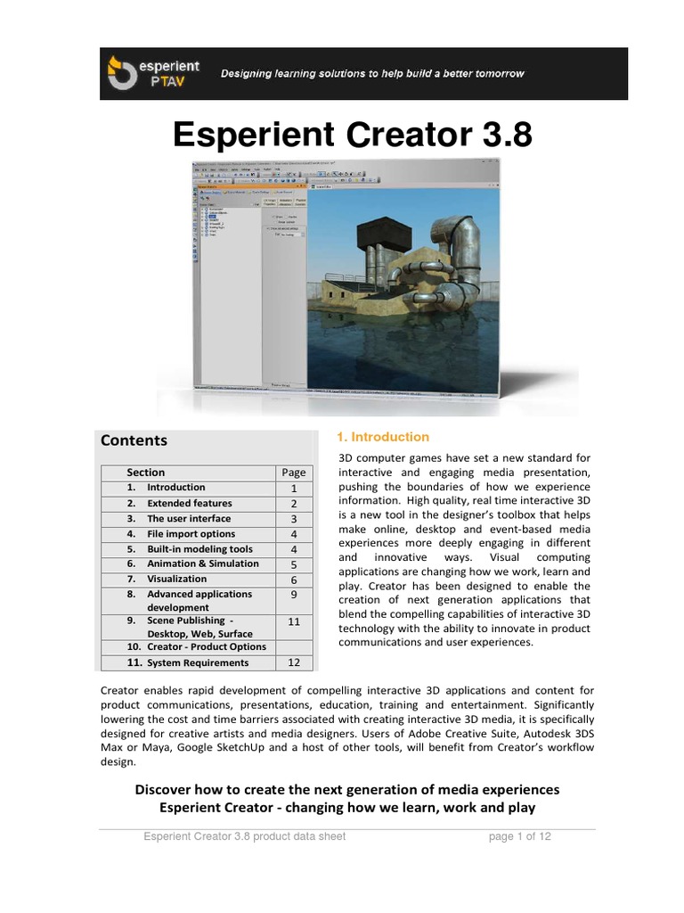 Esperient Creator Data Sheet | PDF | Shader | Scripting Language