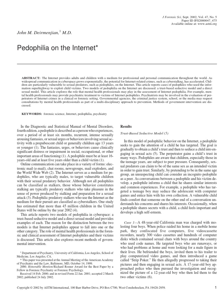 Pedophilia On The Internet | PDF | Pedophilia | Mental Health Professional