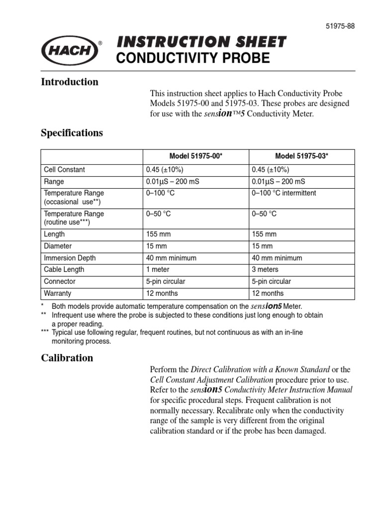 Hach 51975 Manual | PDF | Purified Water | Calibration