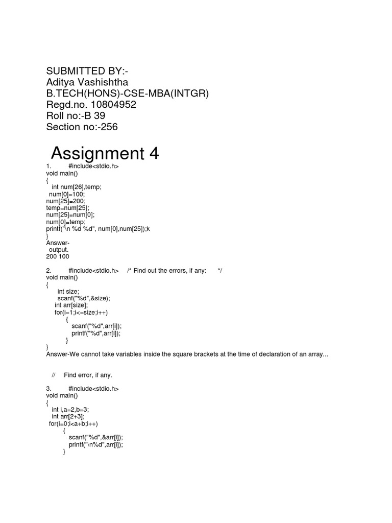 Assignment 4 Pdf Computer Programming Areas Of Computer Science 