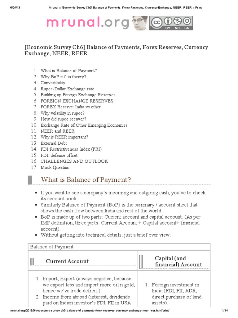 Mrunal (Economic Survey Ch6) Balance of Payments, Forex Reserves ...