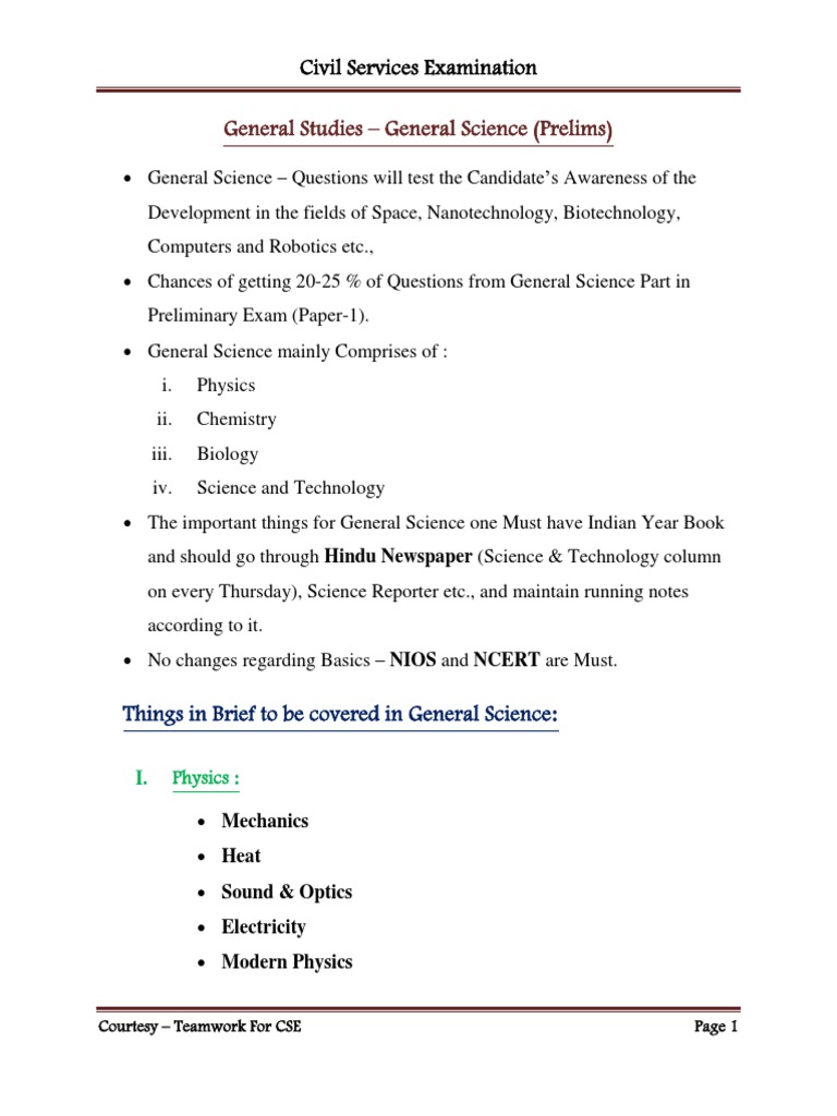 General Sciences For Prelims | PDF | Matter | Chemistry