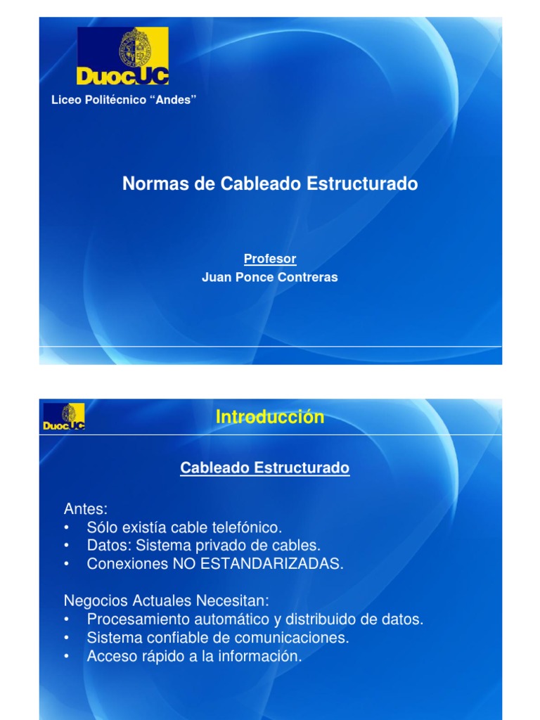 Presentacion Cableado Estructurado | PDF | Ingenieria Eléctrica | Electrónica
