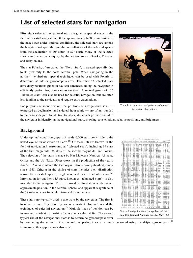 Navigational Stars: A Comprehensive List | PDF | Apparent Magnitude | Stars