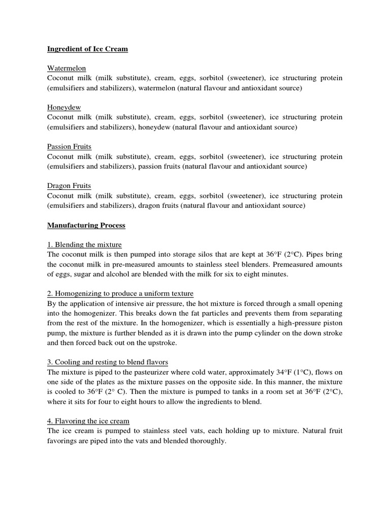 Vegan Ice Cream Production Guide | PDF | Ice Cream | Flavor