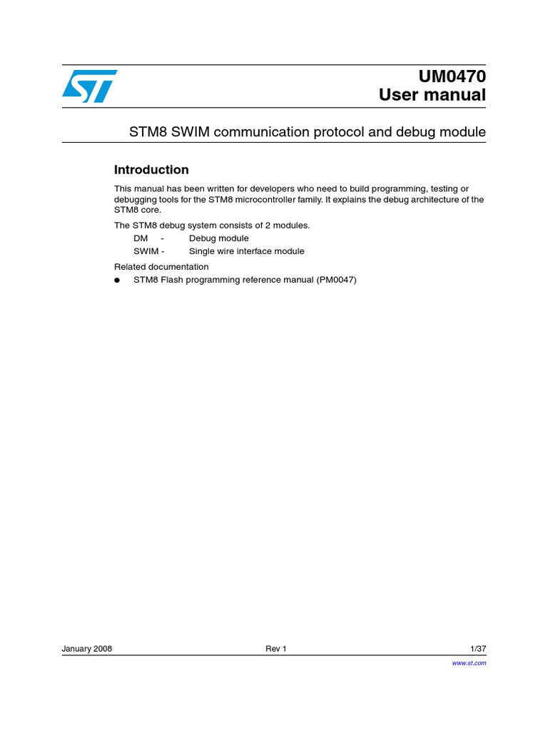 UM0470 - STM8 SWIM Communication Protocol and Debug Module | PDF ...