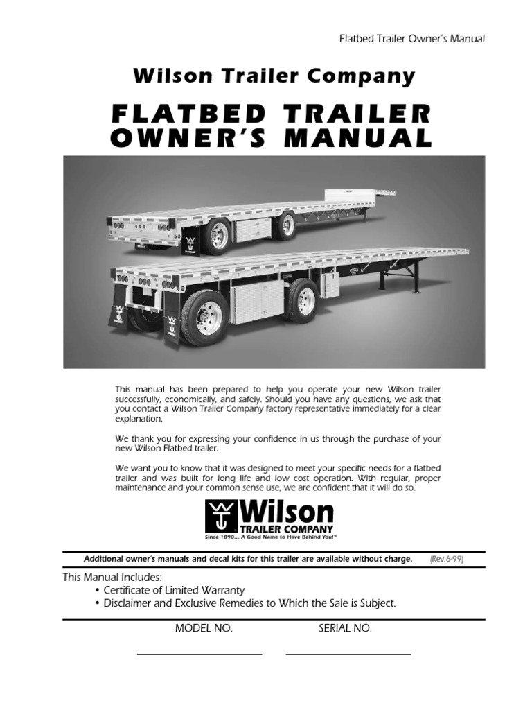 Flatbed Trailer Owner'S Manual | PDF | Suspension (Vehicle) | Trailer ...