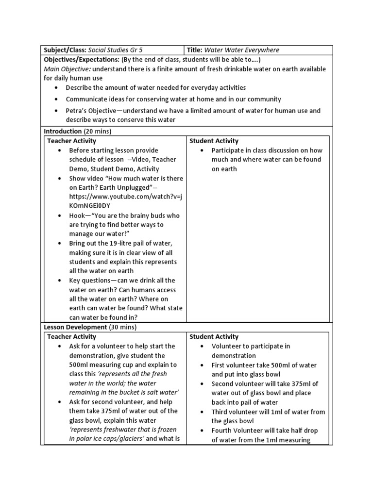 Udl Social Studies Lesson Plan | PDF | Fresh Water | Water And Politics