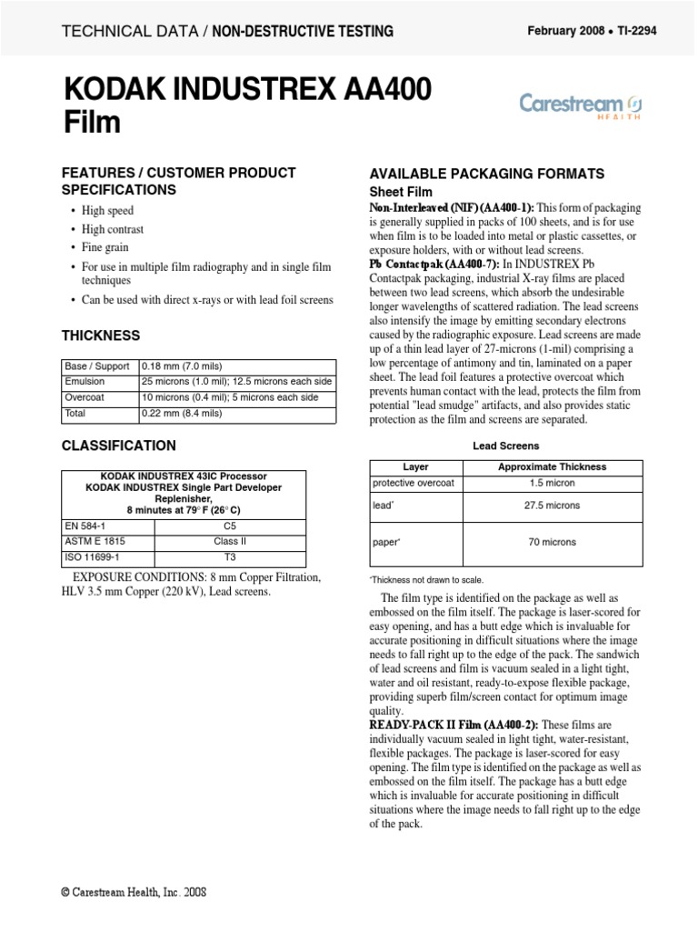 MSDS Pelicula AA 400 Film-Data | PDF | Lead | X Ray